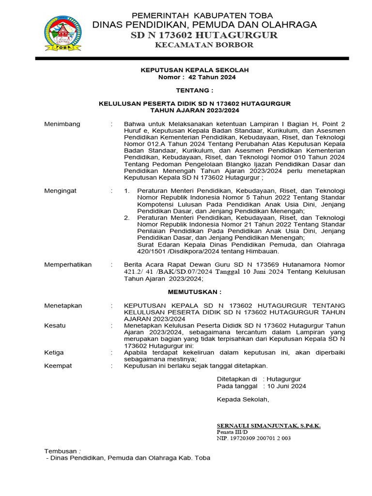 CONTOH SK Kelulusan | PDF