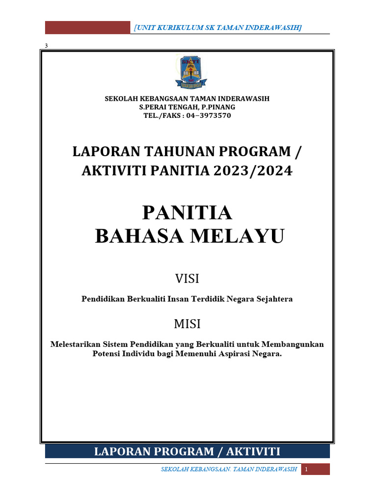 Laporan Panitia BM 20232024 | PDF