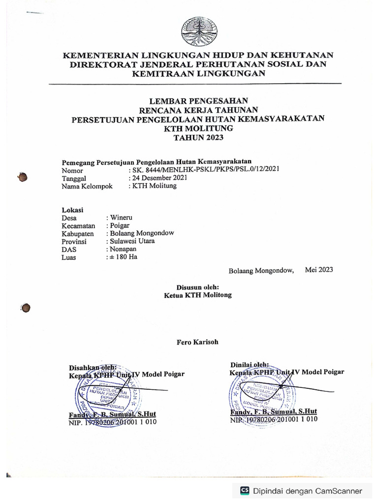 RKT (Rencana Kerja Tahunan) KTH Molitung | PDF