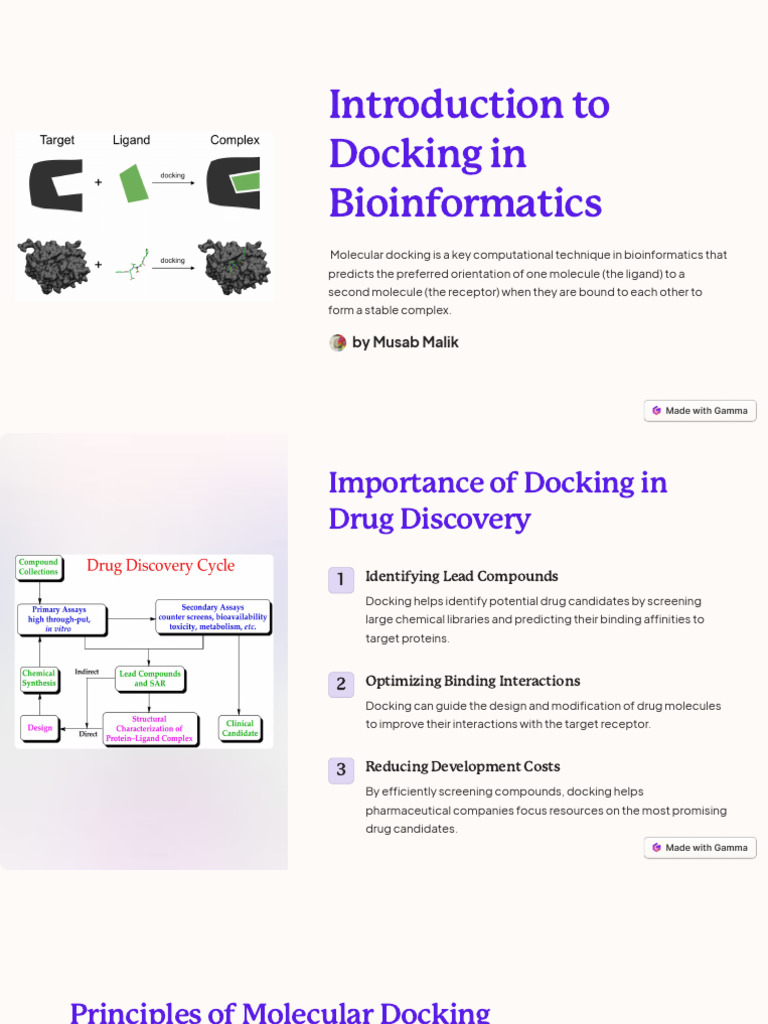 Introduction To Docking in Bioinformatics | PDF | Docking (Molecular) | Ligand (Biochemistry)