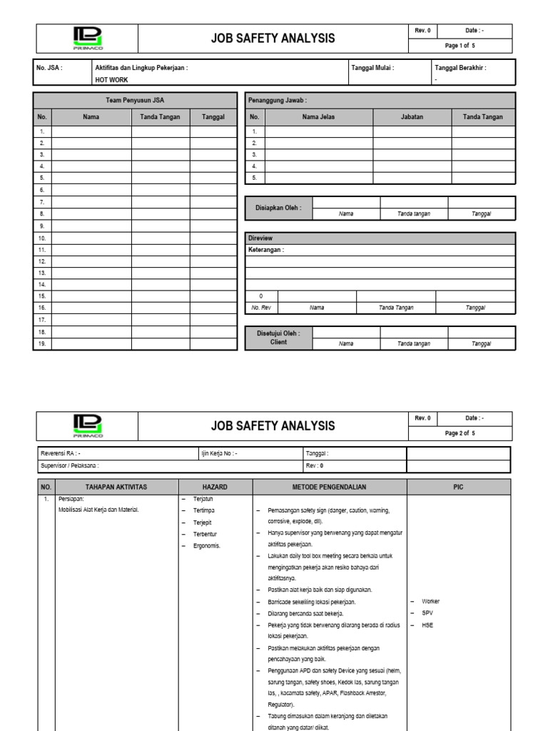 JSA (Hot Work) | PDF