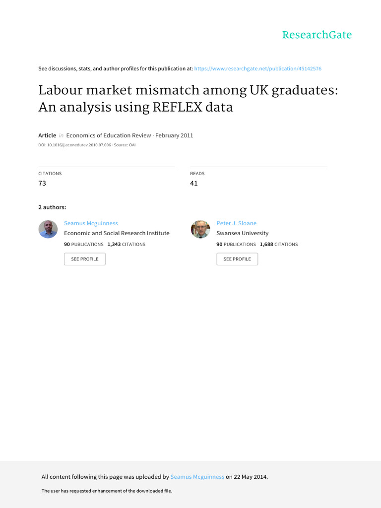 Mcguiness Mismatch (2011) | PDF | Job Satisfaction | Employment