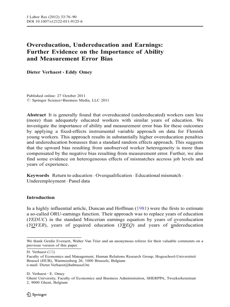 Verhaest 2011 | PDF | Fixed Effects Model | Observational Error