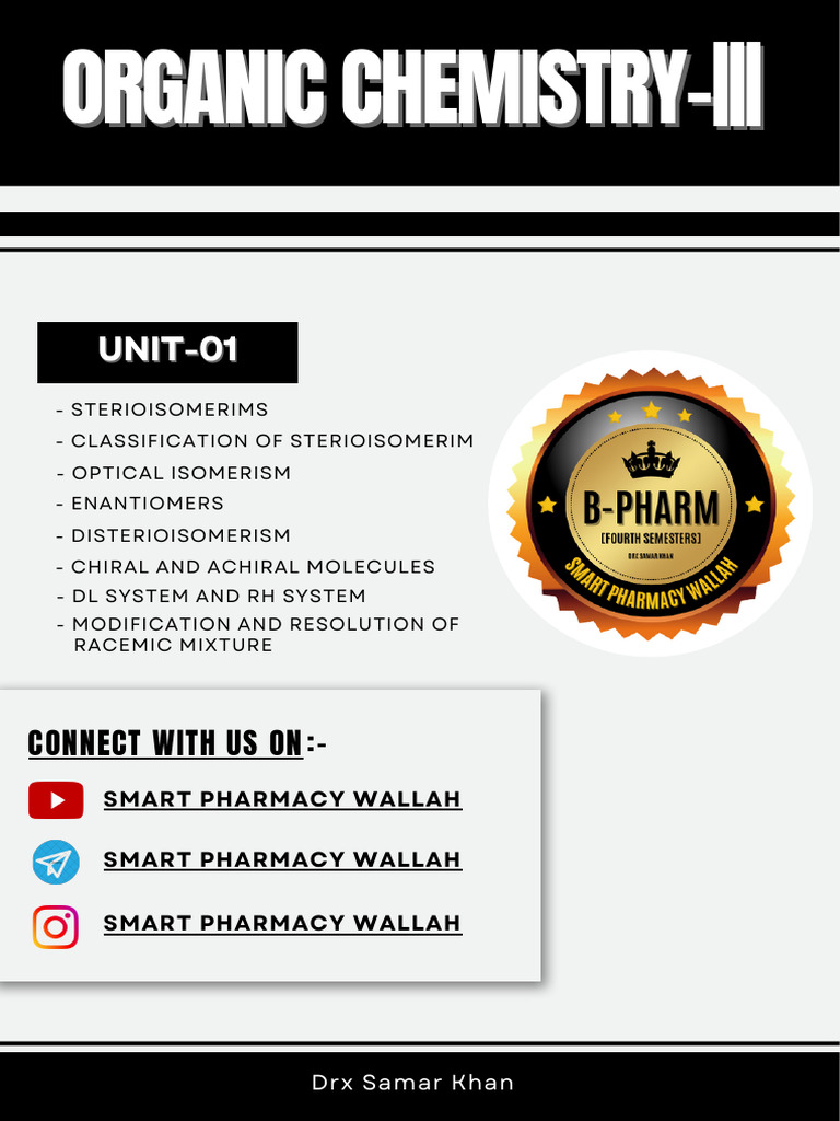 UNIT 01 POC 03 4th Semester Smart Pharmacy Wallah by DRX Samar Khan | PDF | Chirality (Chemistry ...