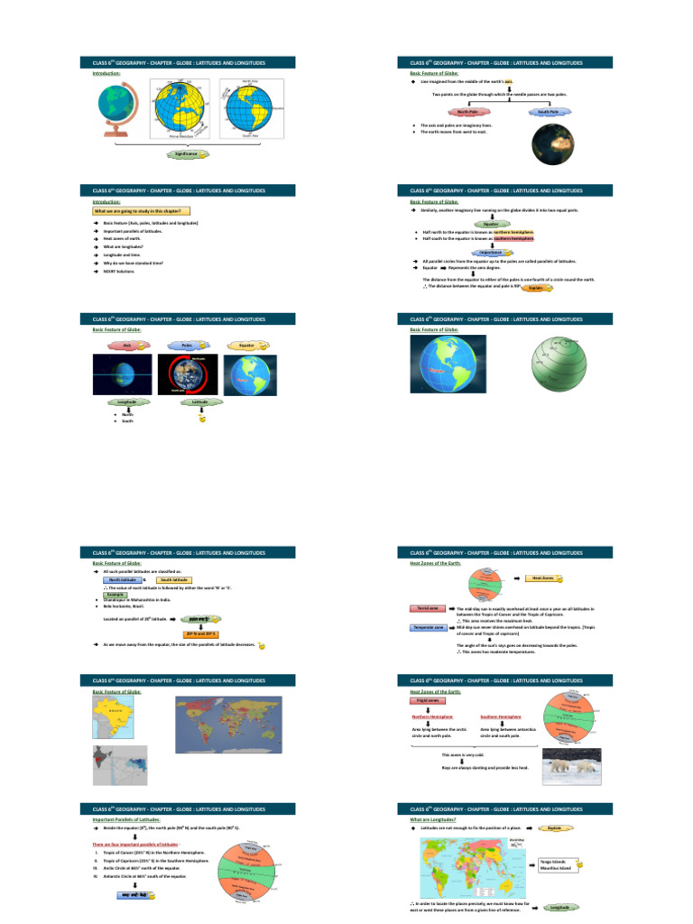 Class 6th - GEOGRAPHY Export (5) Export | PDF | Equator | Latitude