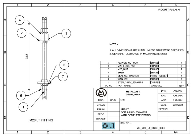 M20 LT - 3.6KV - 630amps - LT - Fitting - Asm | PDF