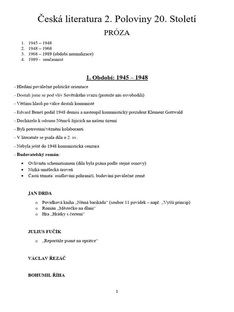 20 - Ceska Literatura 2. Pol. 20. Stol | PDF