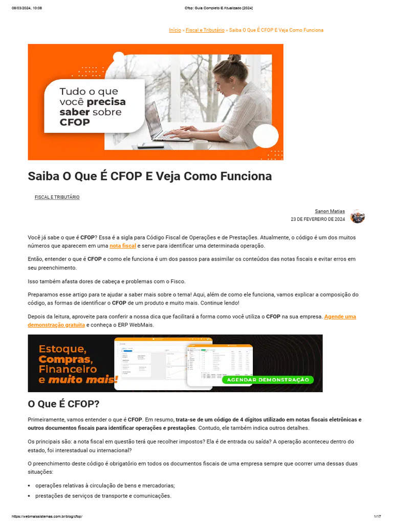 Cfop_ Guia Completo E Atualizado [2024] | PDF | Impostos | Recibo