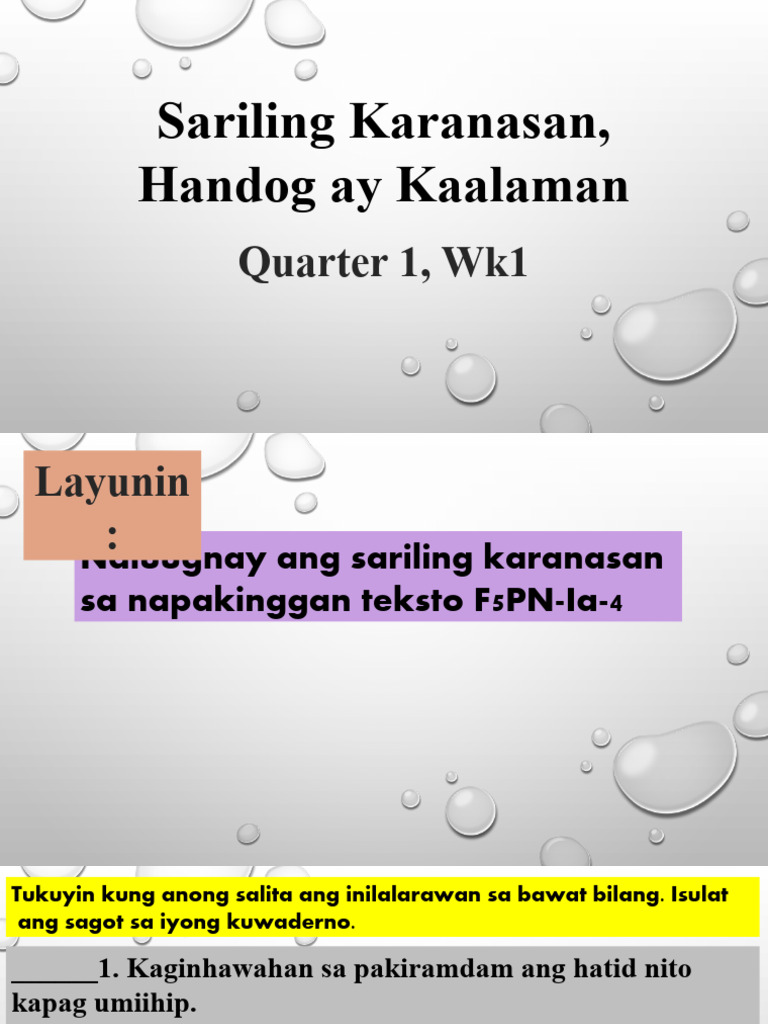 Filipino5 Q1 Wk1 | PDF