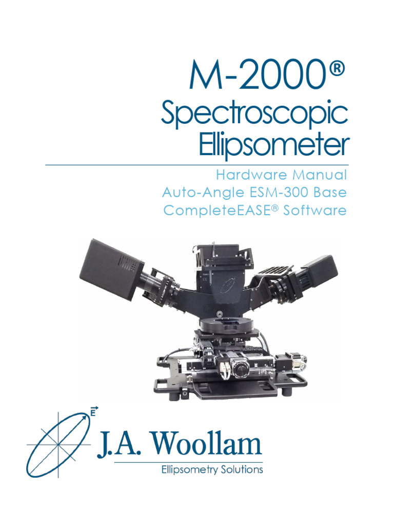 Spectroscopic Ellipsometer: Hardware Manual Auto-Angle Esm-300 Base ...