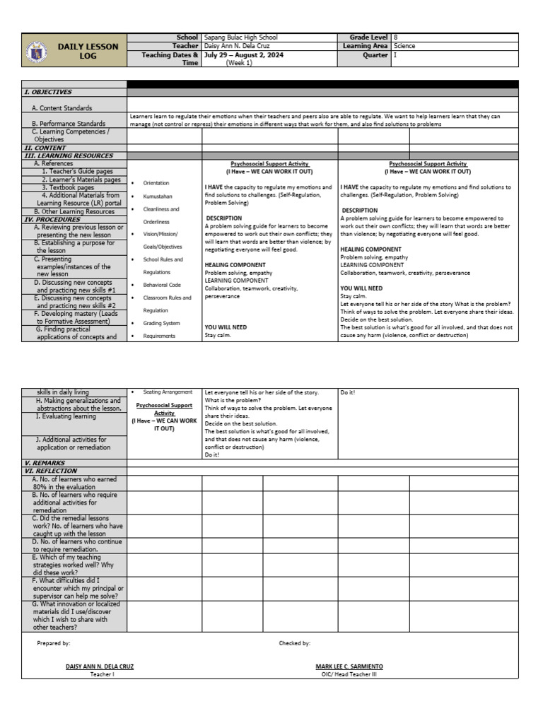 Daily Lesson Log Science 8 | PDF | Learning | Creativity