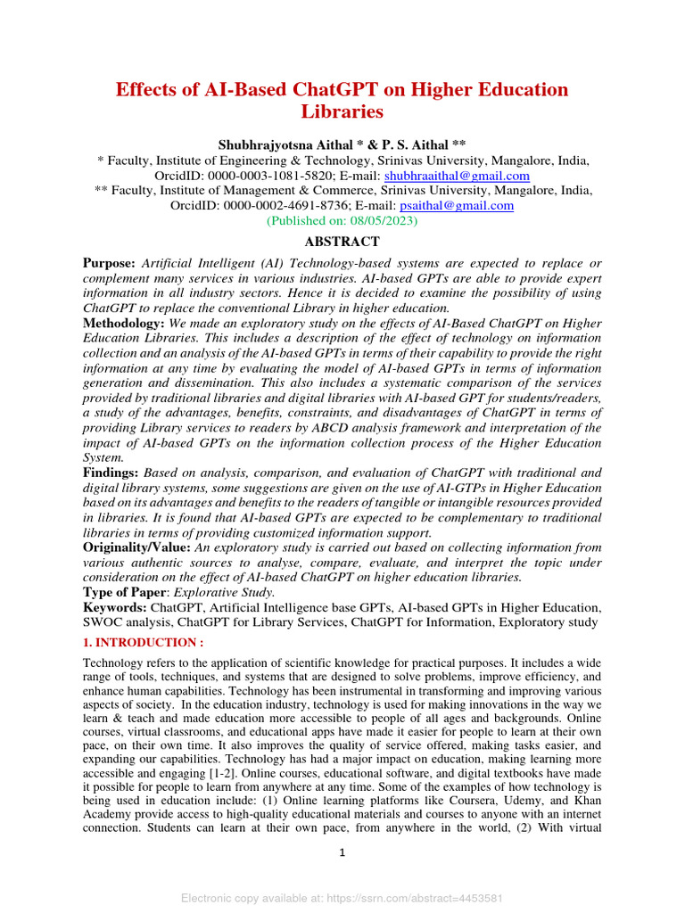 Effects of AI-Based ChatGPT On Higher Education Libraries | PDF ...