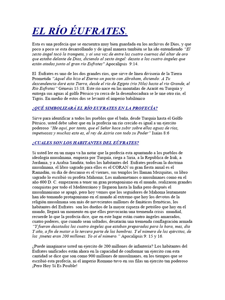 El Río Éufrates | PDF | Eufrates | Jerusalén