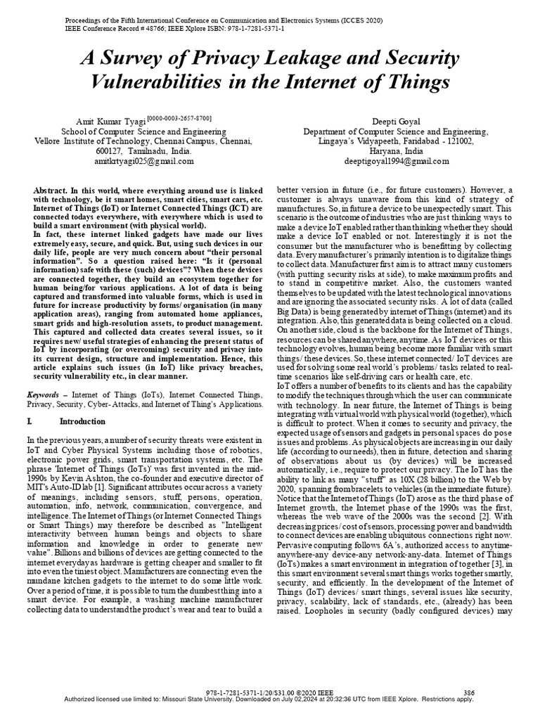 A Survey of Privacy Leakage and Security Vulnerabilities in The ...