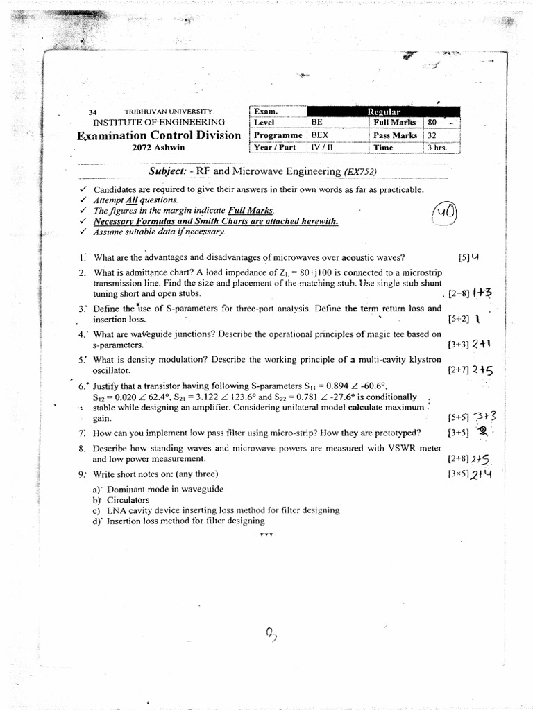 RF and Microwave Engineering Exam Guide | PDF | Microwave | Computer ...