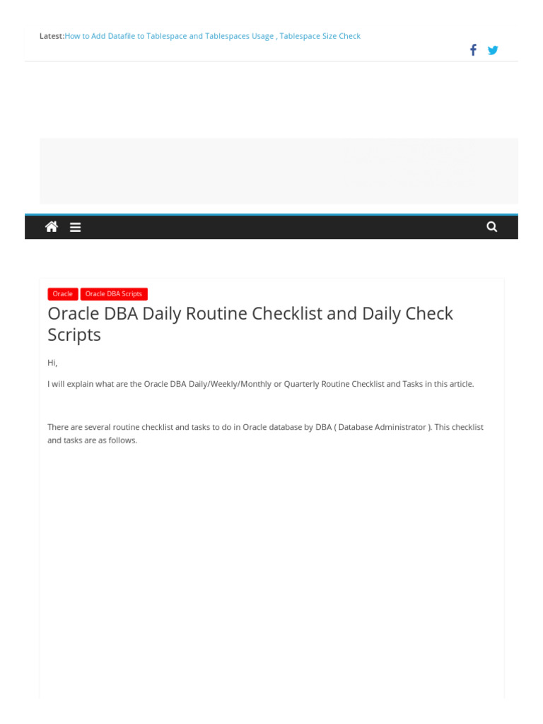 Oracle Checklist | PDF | Microsoft Sql Server | Oracle Database Oracle Checklist | PDF | Microsoft Sql Server | Oracle Database
