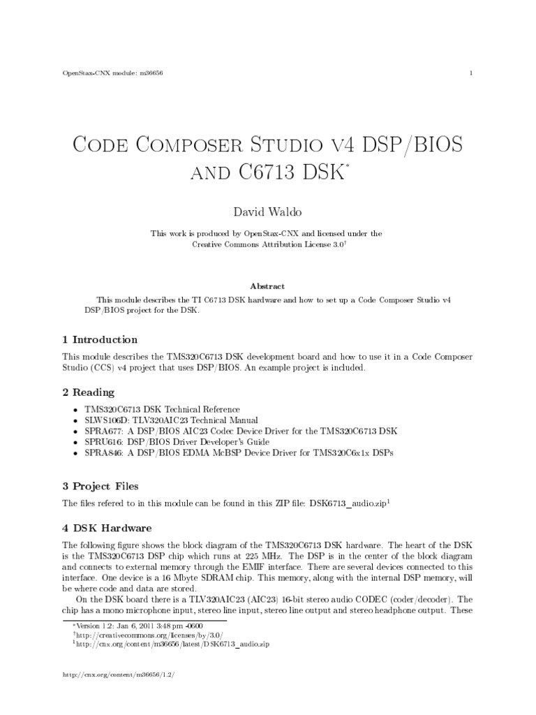 Code Composer Studio v4 Dspbios and c6713 DSK 2 | PDF | Digital Signal Processor | Input/Output