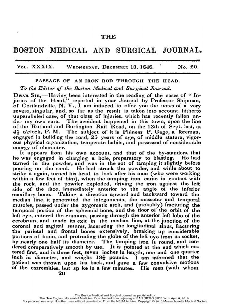 4 Passage of An Iron Rod Through The Head 1848 | PDF