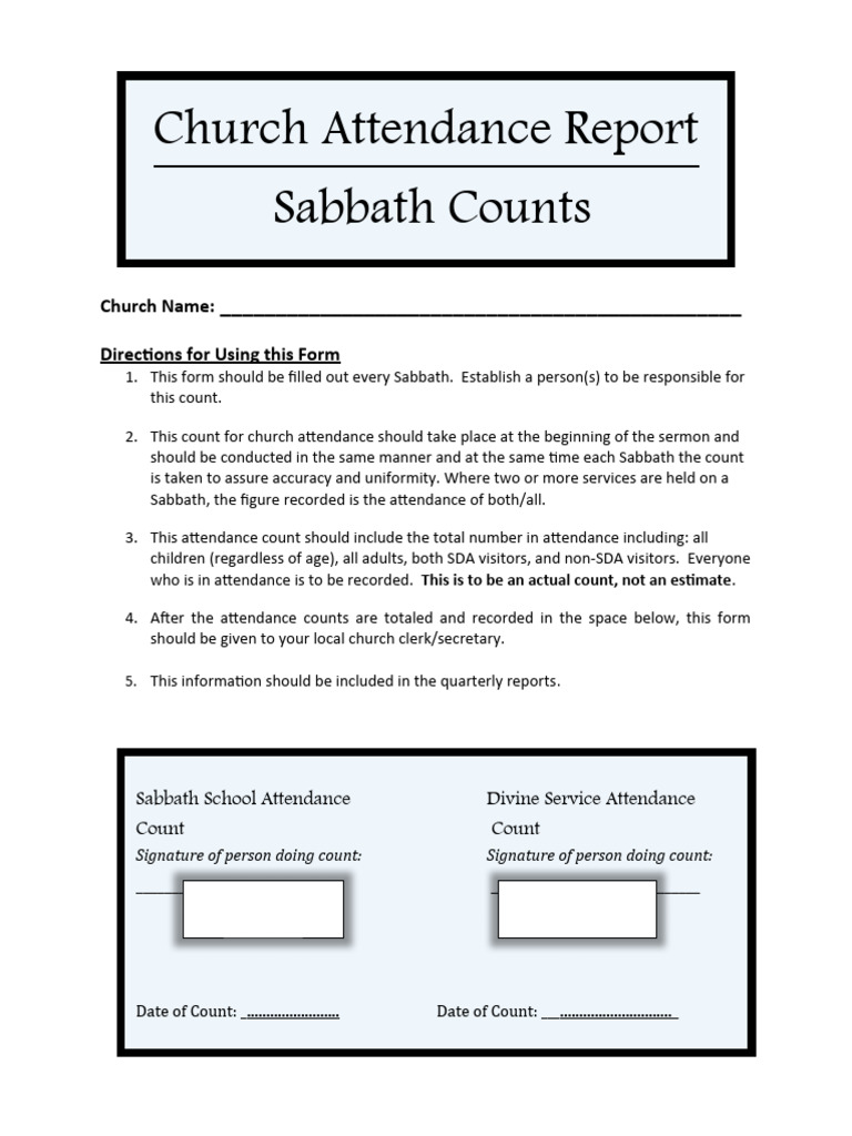 Church Attendance Form | PDF