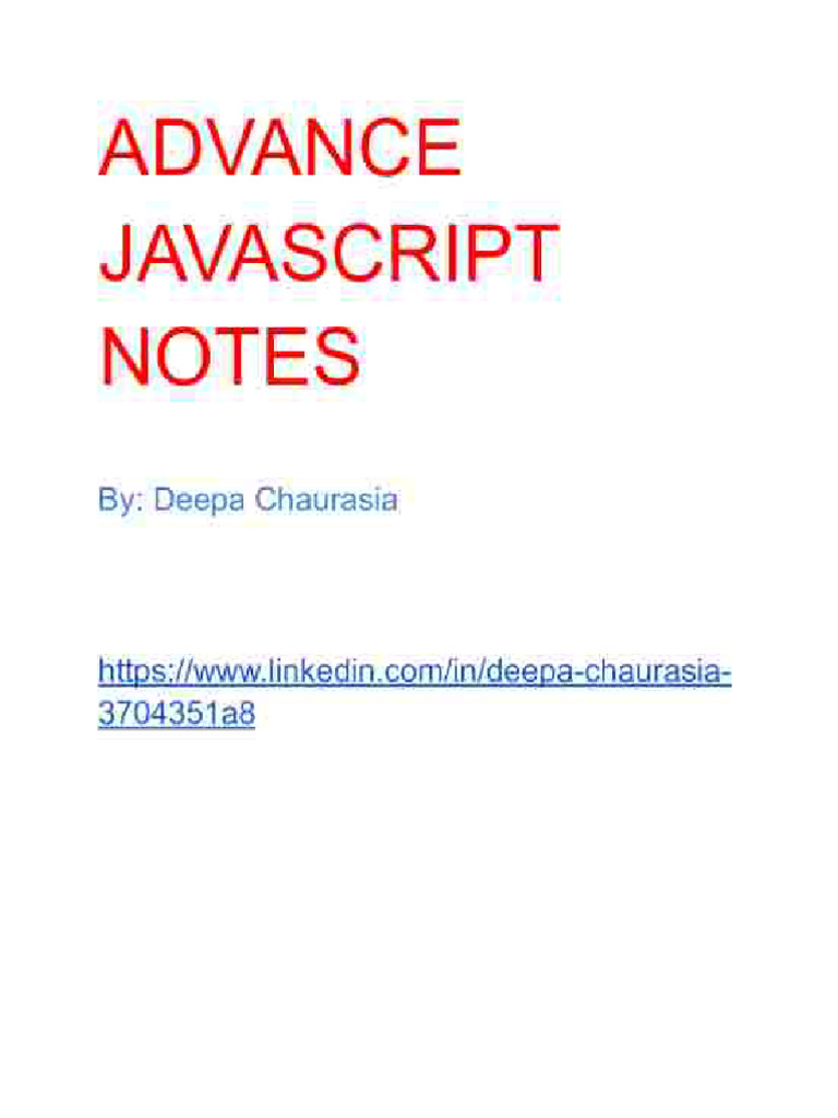 Advance Javascript Notes | PDF