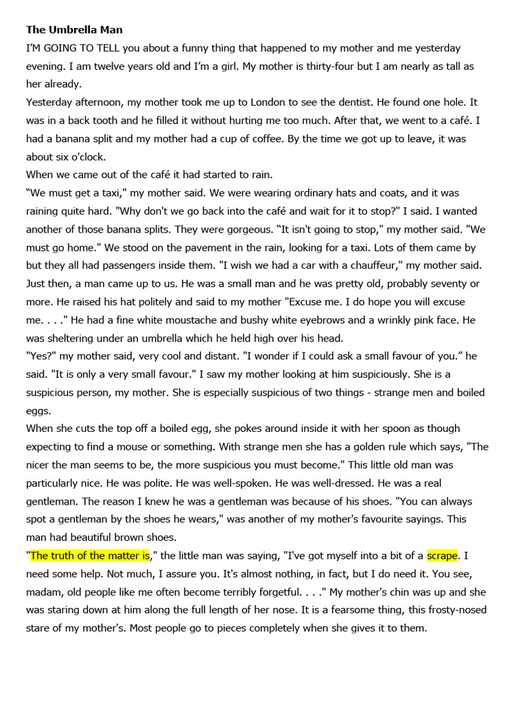 The Umbrella Man by Roald Dahl | PDF | Mystery, Thriller & Crime Fiction