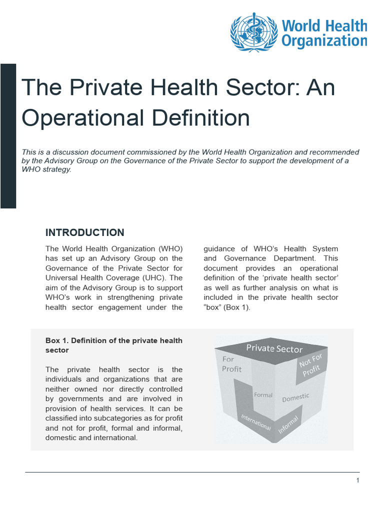 Private Health Sector Operational Definition | PDF | Health Care ...