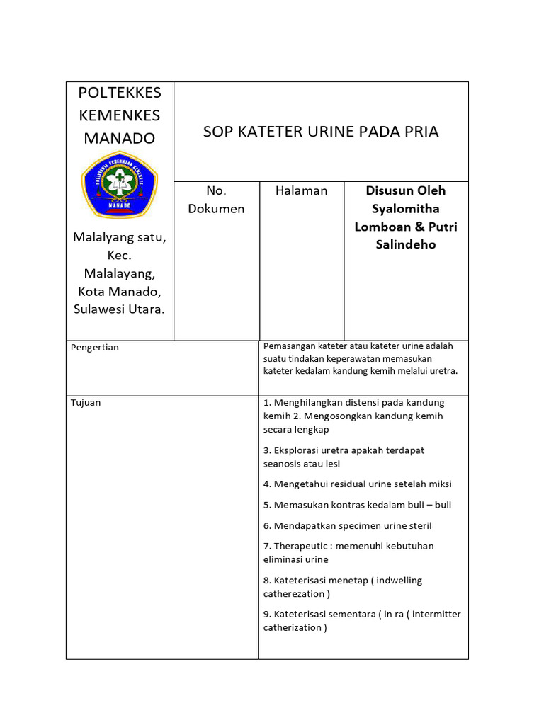 Sop Kateter Pria | PDF