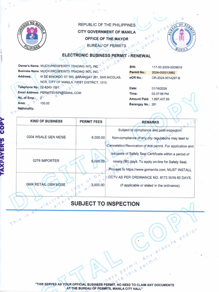Bus Permit Mptii Manila 2024 | PDF