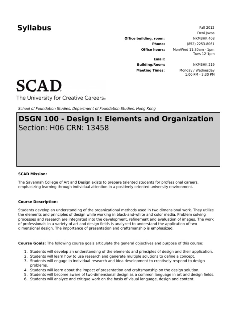 DSGN 100 H06 201310 | PDF | Design | Academic Dishonesty