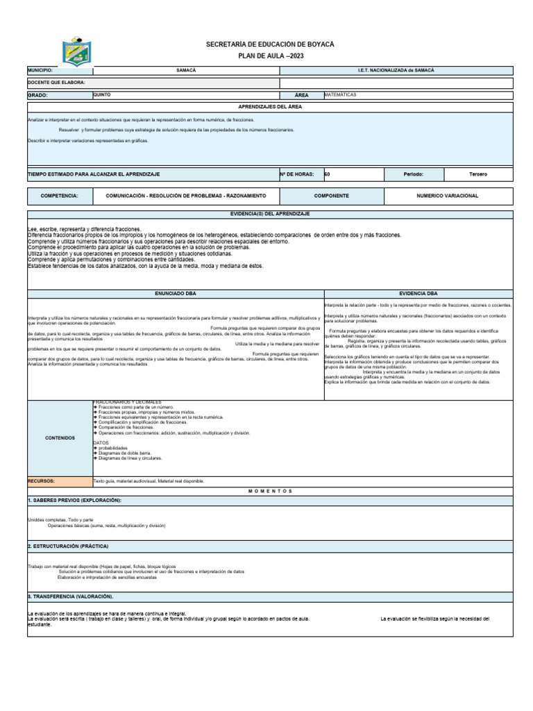 Paa 5° Tercer Periodo 2023 | PDF | Aprendizaje | Importar