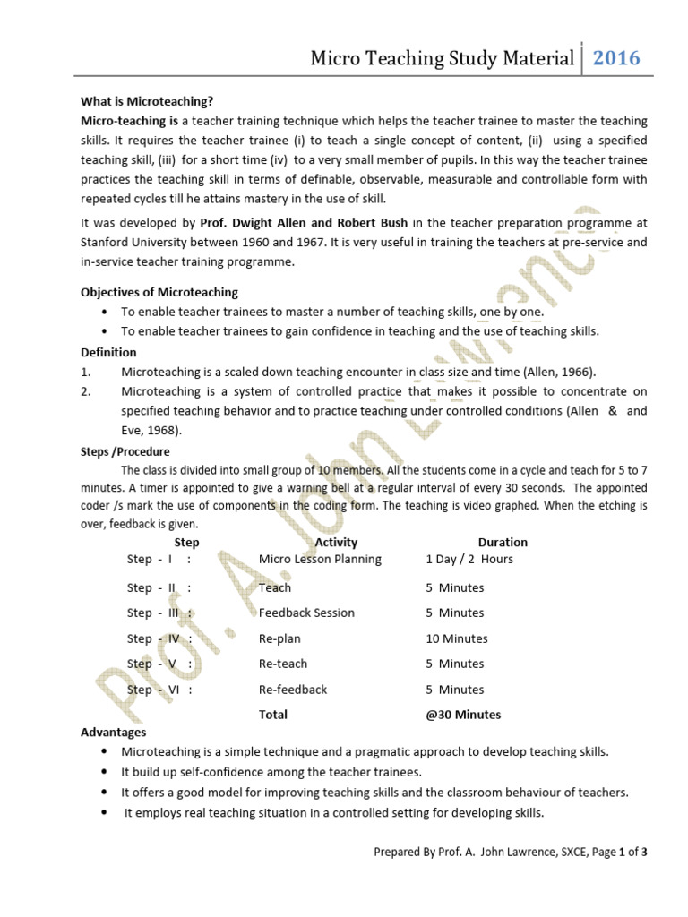 Micro Teaching Cycle | PDF | Teachers | Behavioural Sciences