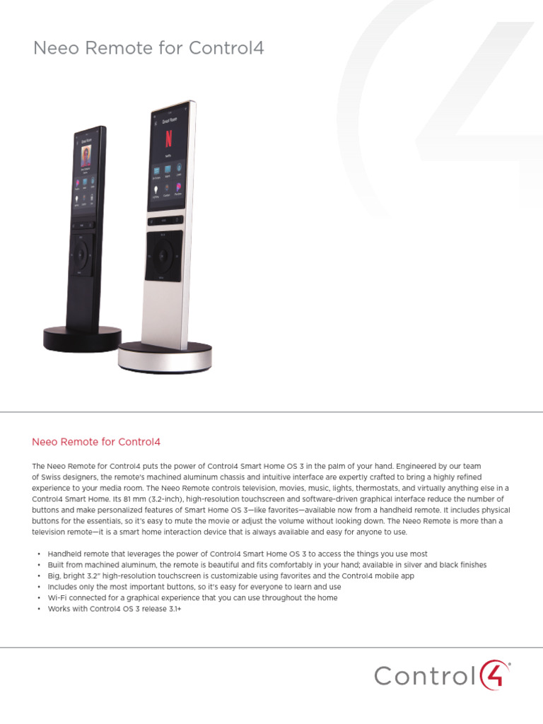 Neeo Remote For Control4 | PDF | Touchscreen | Mobile Device