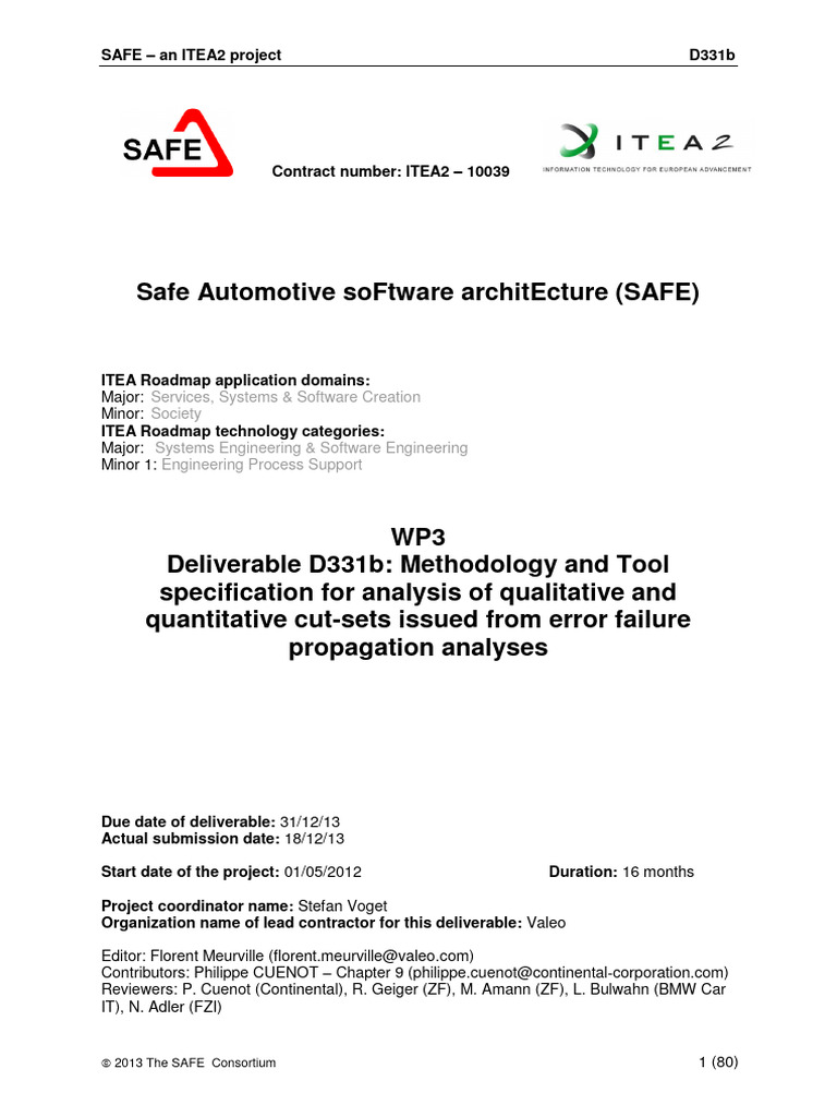 SAFE Project: Automotive Safety Analysis Methodology | PDF | System ...