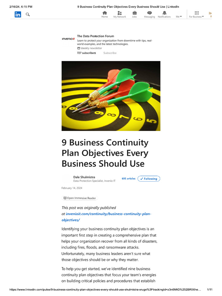 9 Business Continuity Plan Objectives Every Business Should Use | PDF