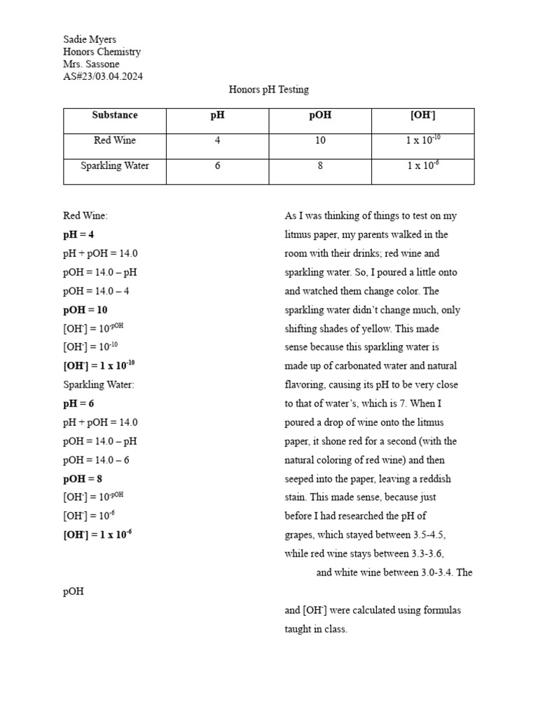 Honors PH Testing | PDF