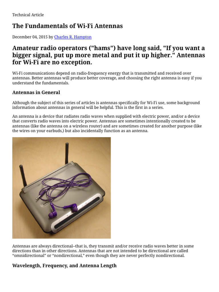 The Fundamentals of Wi-Fi Antennas - Technical Articles | PDF | Antenna (Radio) | Decibel
