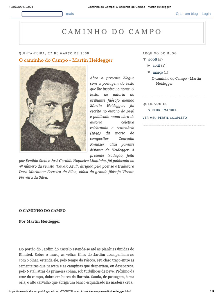 O Caminho Do Campo - Martin Heidegger | PDF | Tempo