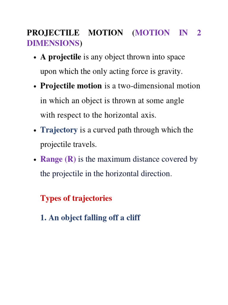 Projectile Motion Notes p191 | PDF | Spacetime | Dynamics (Mechanics)