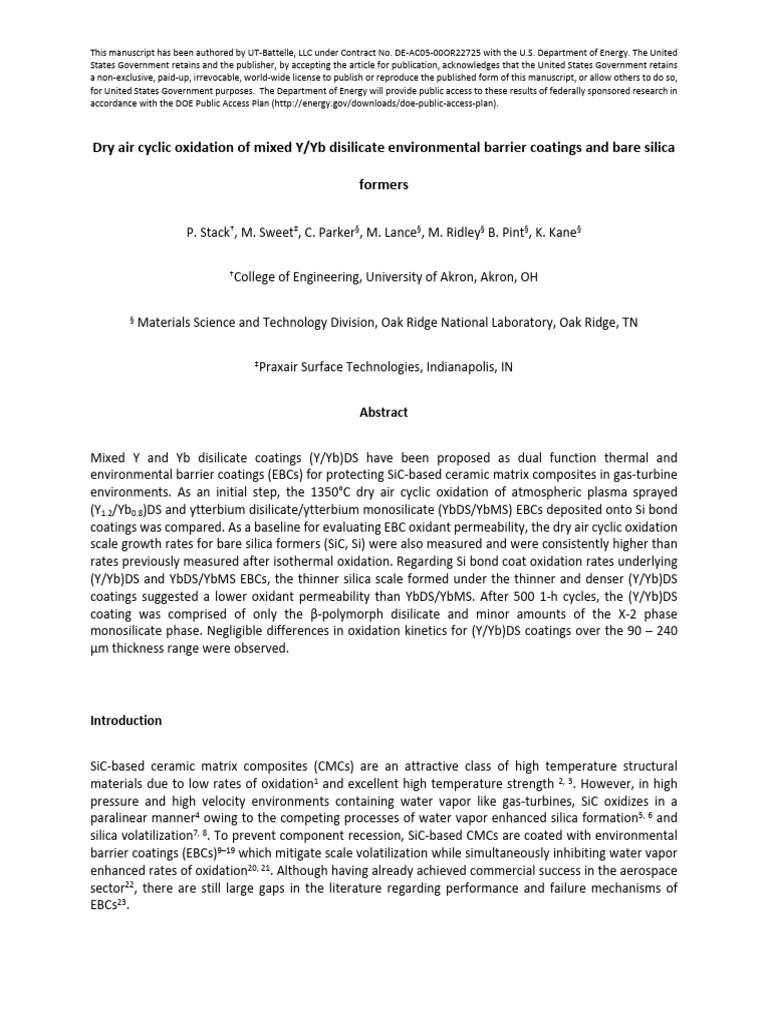 Dry Air Cyclic Oxidation of Mixed | PDF | Diffusion | Silicon Dioxide Dry Air Cyclic Oxidation of Mixed | PDF | Diffusion | Silicon Dioxide