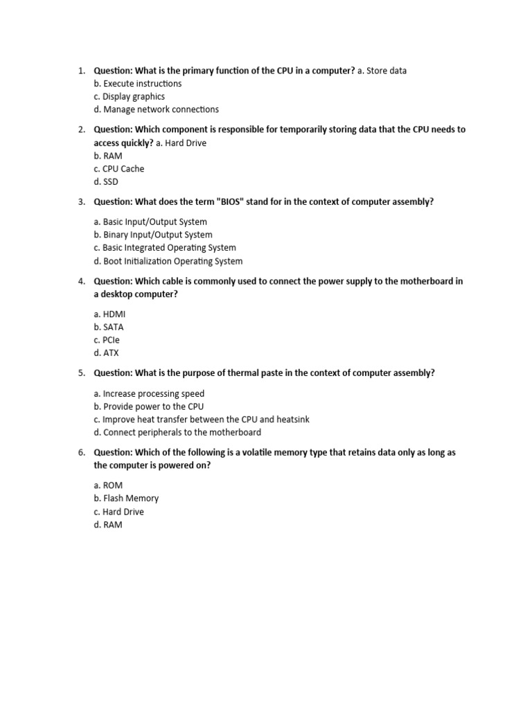 Computer Assembly | PDF | Bios | Random Access Memory