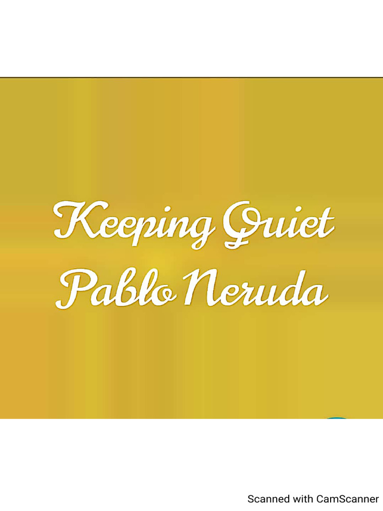 Keeping Quiet (Poem) XII | PDF
