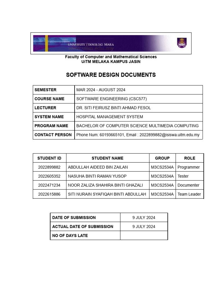 Hospital Management System SDD | PDF | Patient | Medical Record