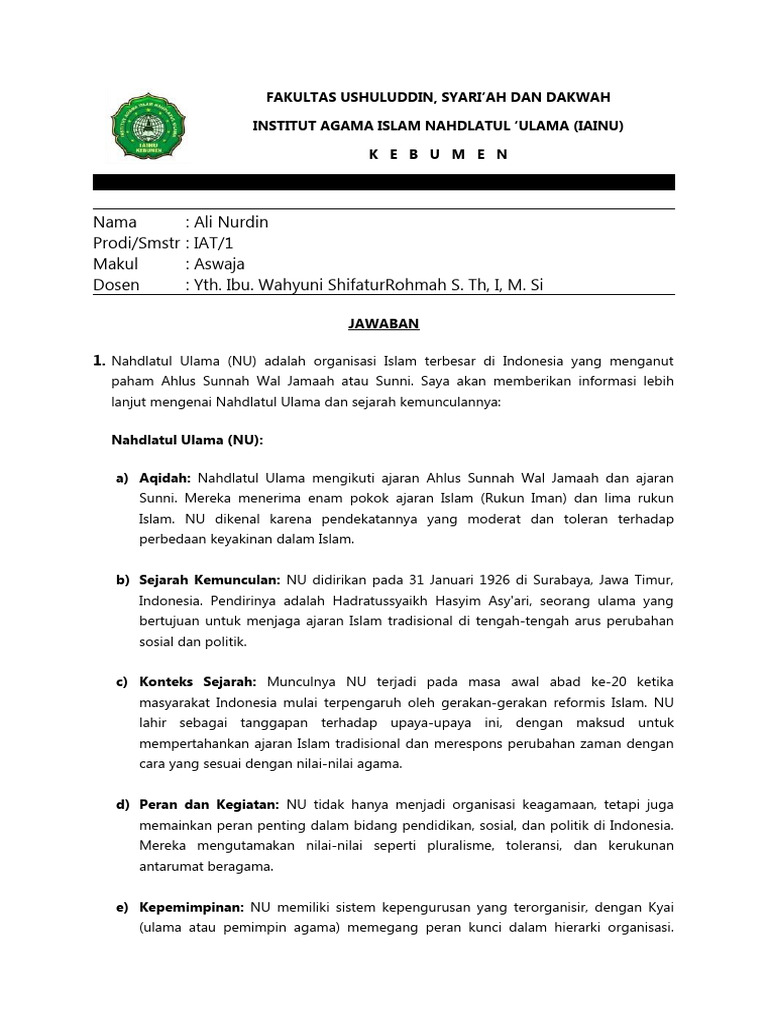 Ali Nurdin Uas Iat 1 | PDF