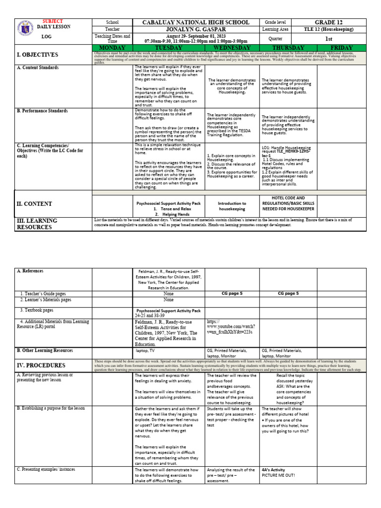 Tle Week 1 | PDF | Learning | Educational Assessment