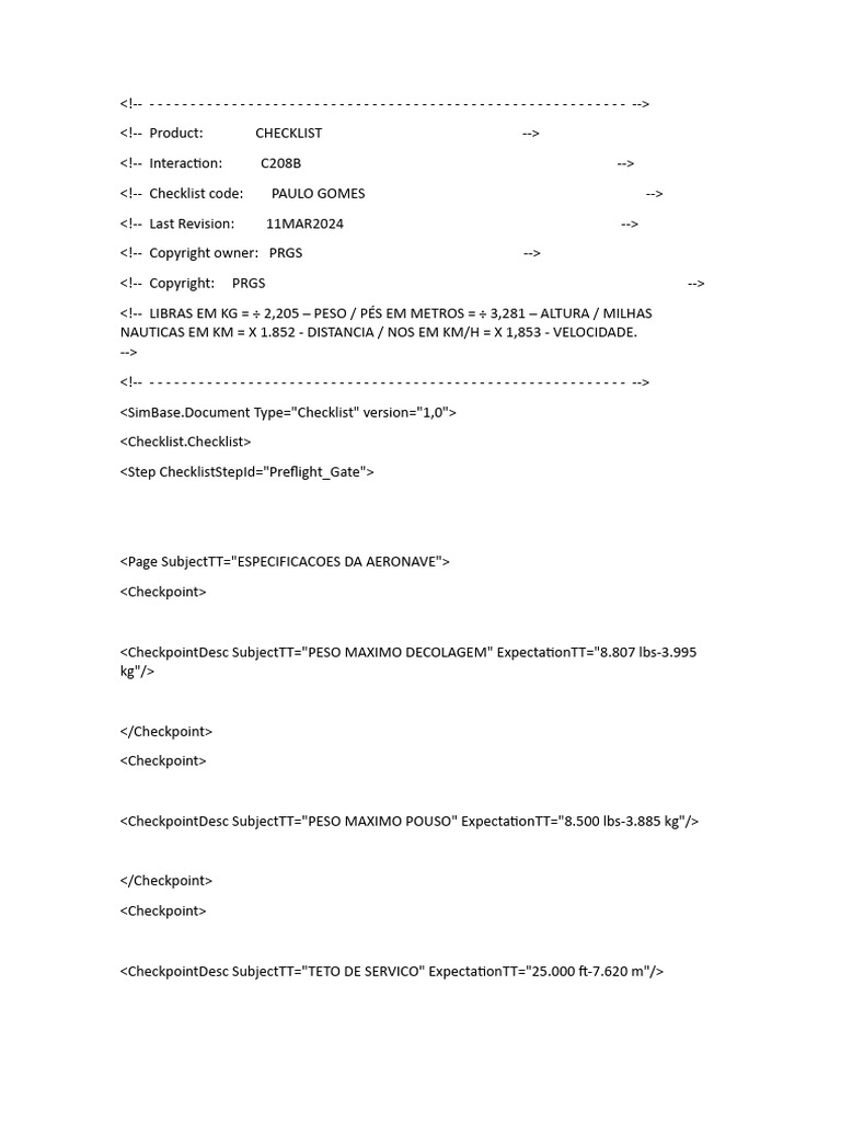 C208b-Checklist Meu-Mar24 | PDF