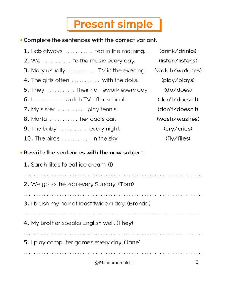 Tasks Present Simple | PDF