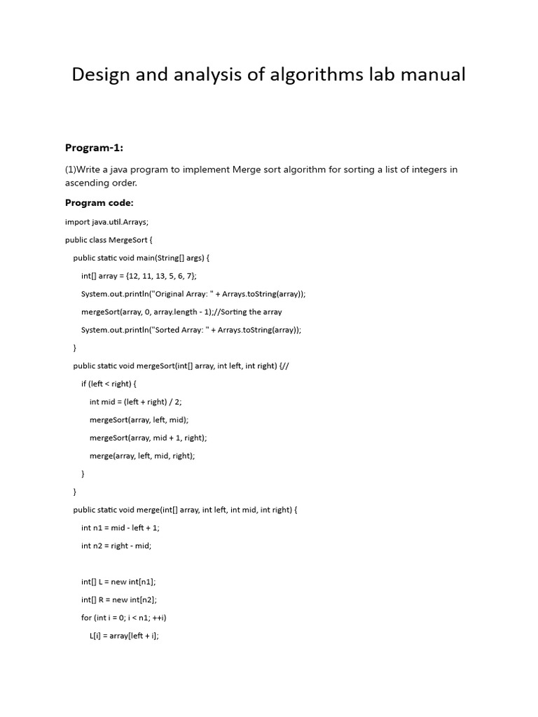 Design And Analysis Of Algorithms Lab Manual Pdf String Computer Science Applied Mathematics