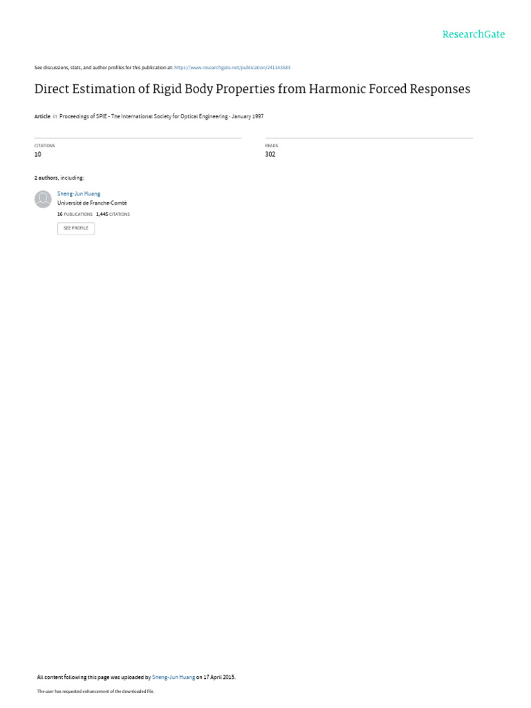 Direct Estimation of Rigid Body Properties From Ha | PDF | Matrix (Mathematics) | Mechanics