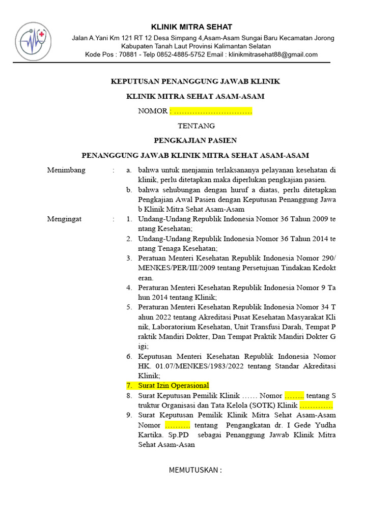 SK Pengkajian Pasien KMS Asm | PDF