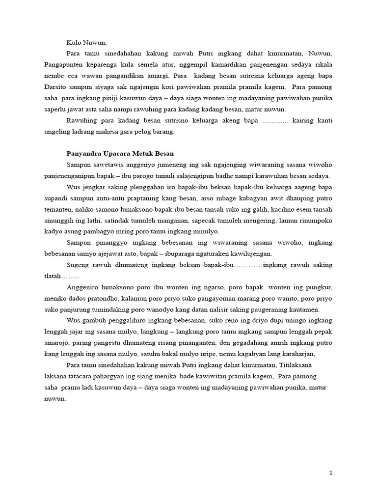 MC Manten Lengkap | PDF